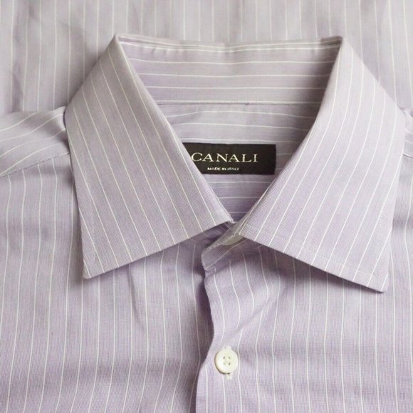 Canali | Shirts | Canali Brown Label Pink White Striped Cotton Spread ...